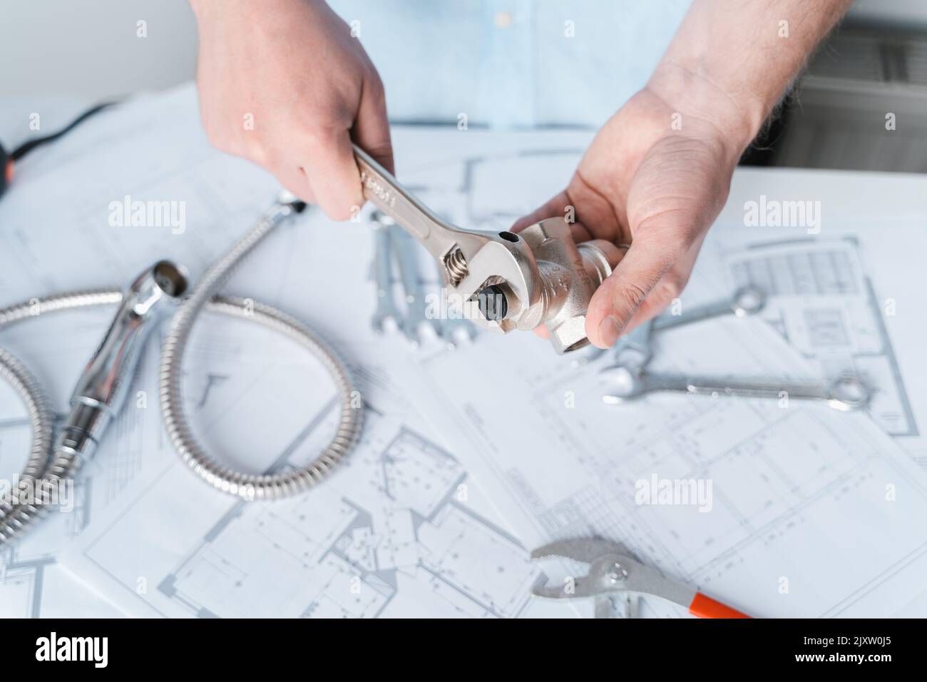 Plumbing project in house.Drawing,diagrams,plan of water supply of ...