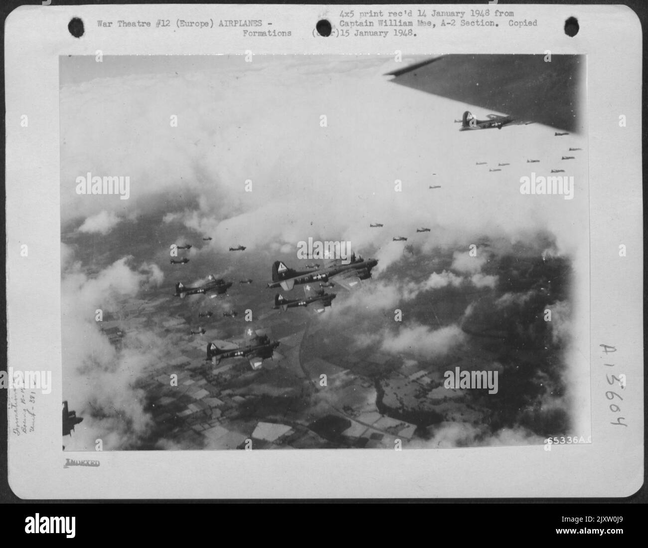 formation of Boeing B-17 "Flying ofrtresses" of the 381st Bomb Group en ...