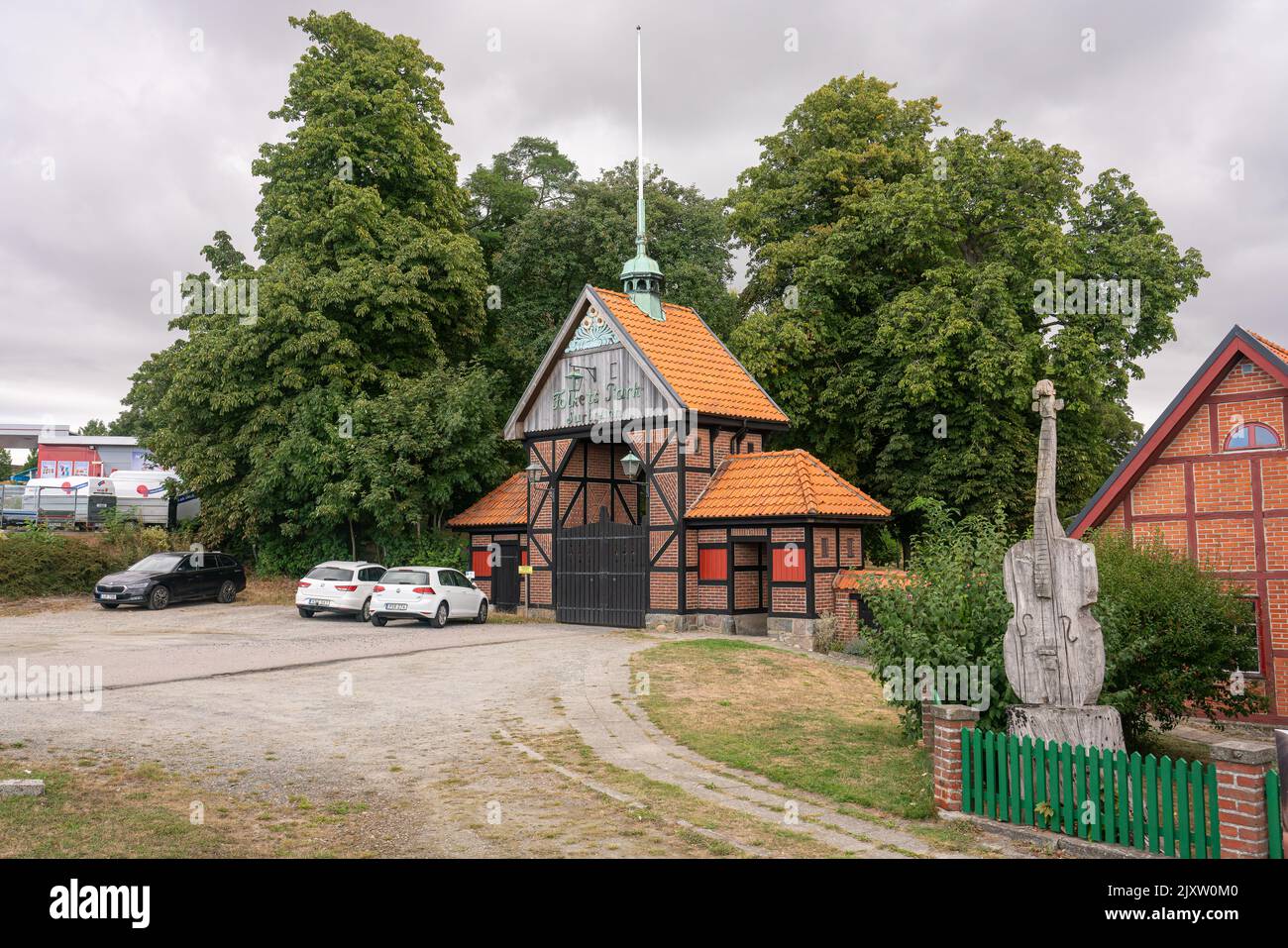 Ystad, Sweden - 6 Sep, 2022: Entrance to the peoples park in a small ...