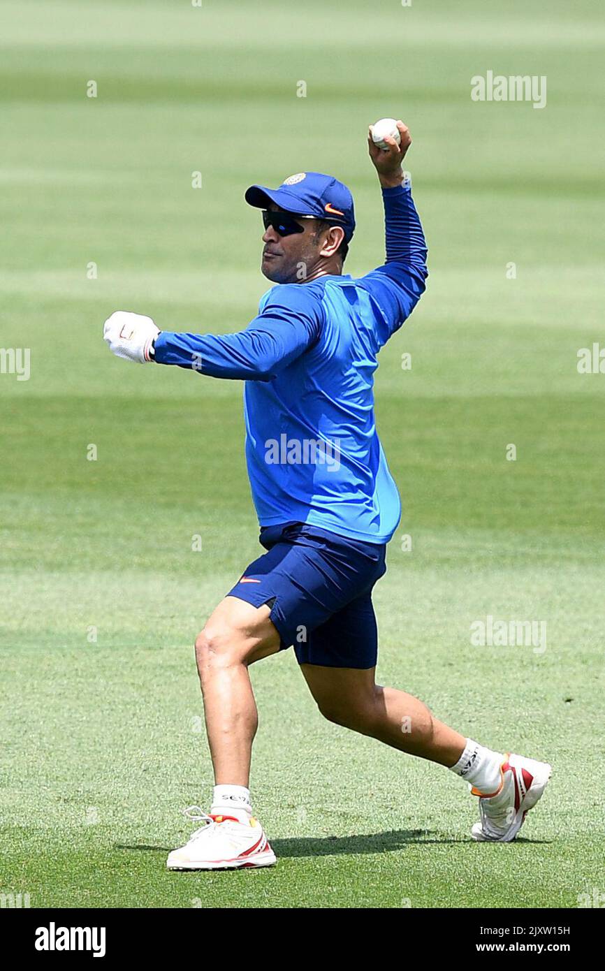 MS Dhoni of the Indian cricket team during a training session at the ...