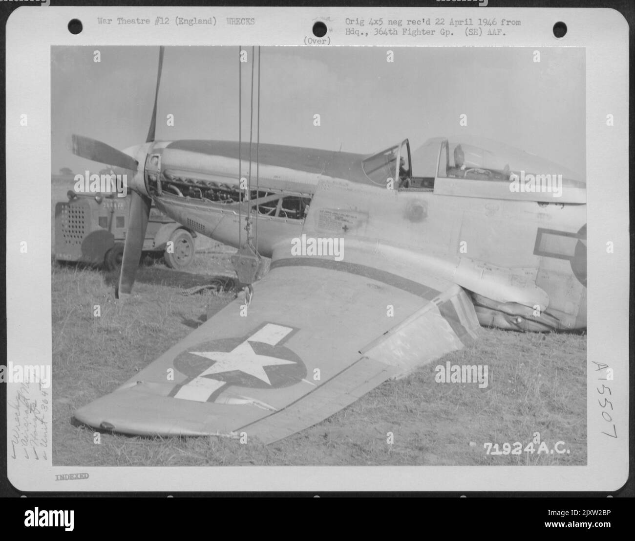 A Hoist Is Attached To The Damaged North American P-51 (A/C 413814) Of ...