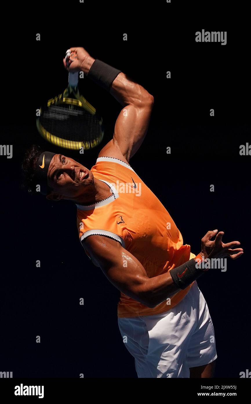 Rafael Nadal of Spain in action against James Duckworth of Australia ...