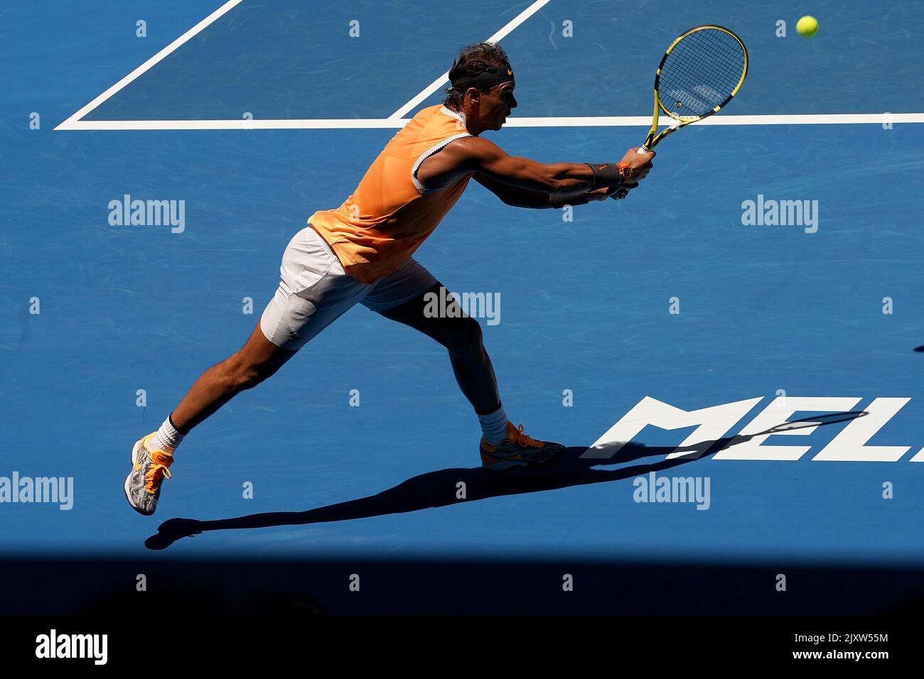 Rafael Nadal of Spain in action against James Duckworth of Australia ...