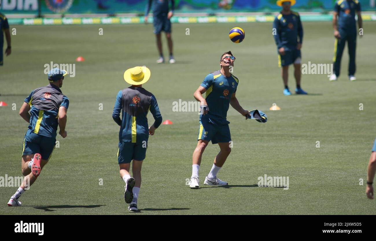 Marcus Stoinis is seen during an Australian cricket team training ...