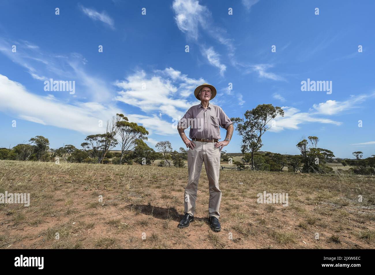 Sheep farmer Peter Rehn of Arno Bay is seen on his drought affected ...