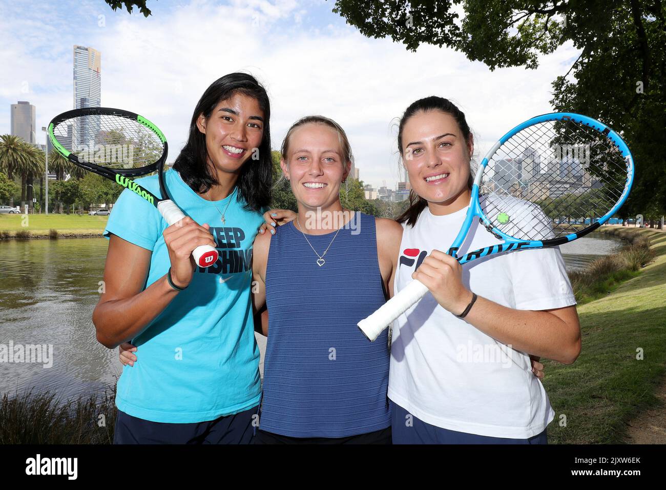 (L-R) Tennis players Astra Sharma, Zoe Hives and Kimberly Birrell of ...