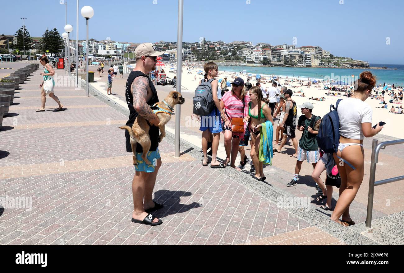 Beachgoers are see at Bondi Beach, Sydney, Tuesday, January 15, 2019 ...