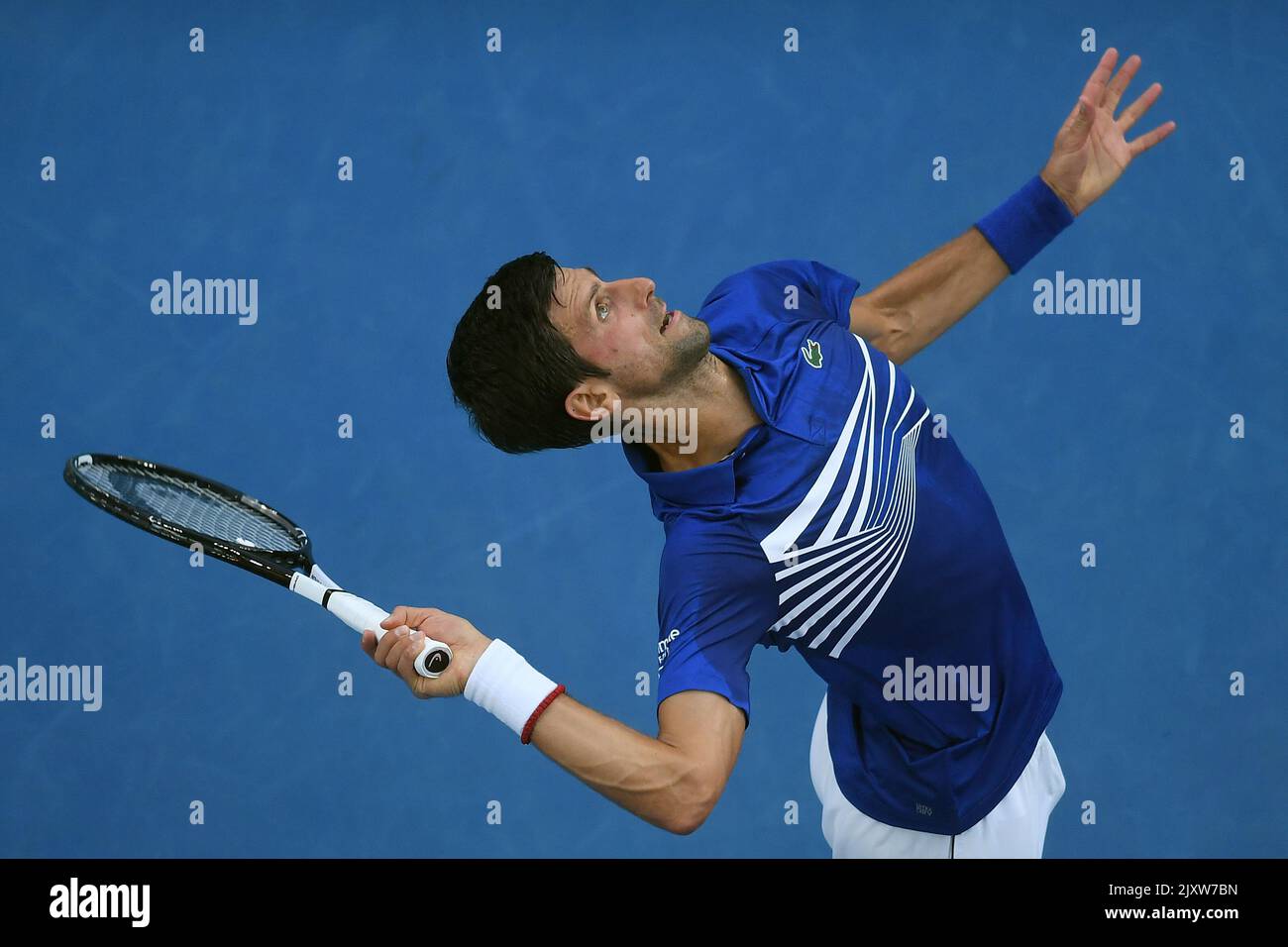 Novak Djokovic of Serbia in action against Mitchell Krueger of the ...