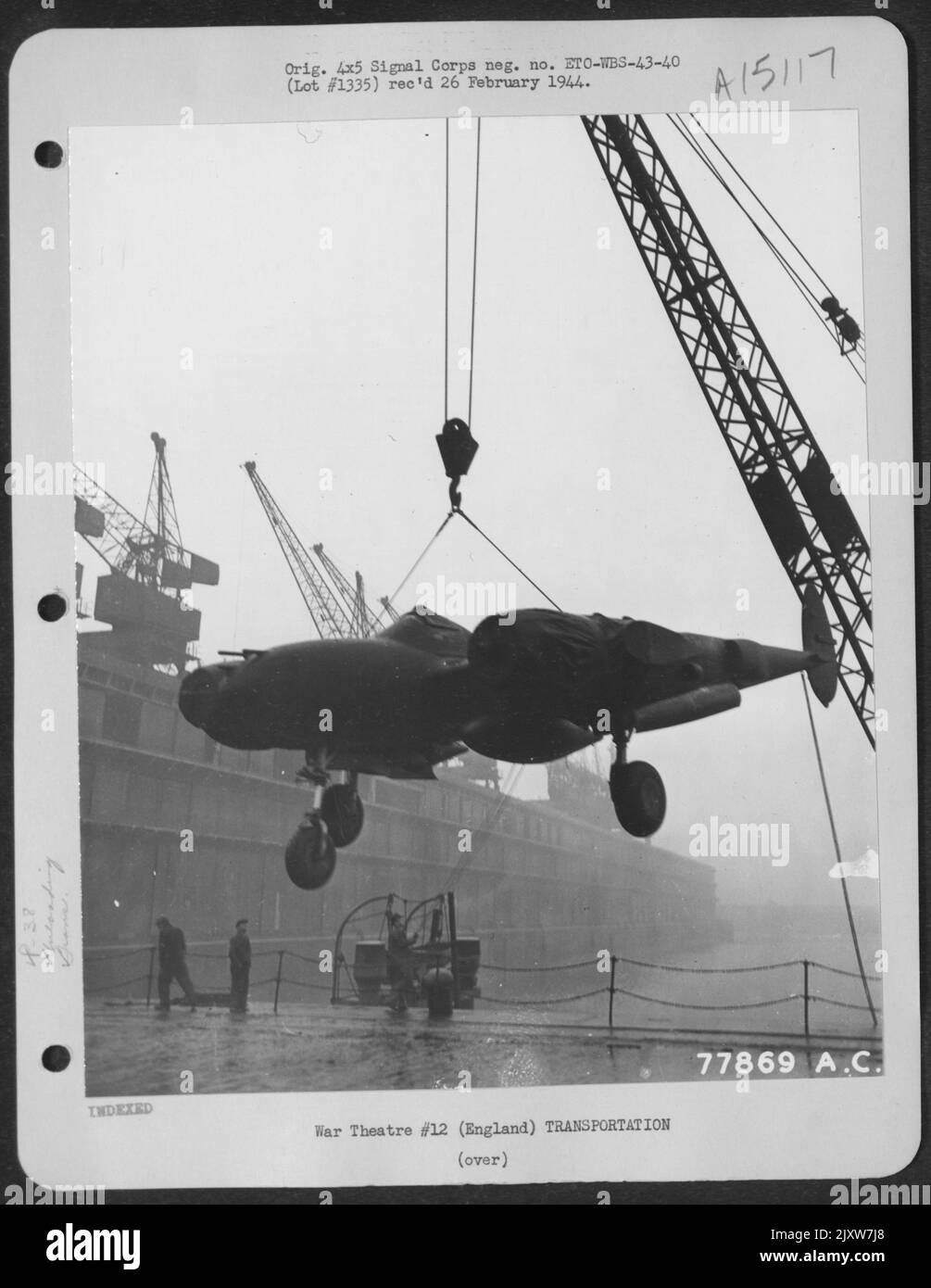 Lockheed P-38 Being Unloaded From A Ship At Queens Dock, Liverpool ...