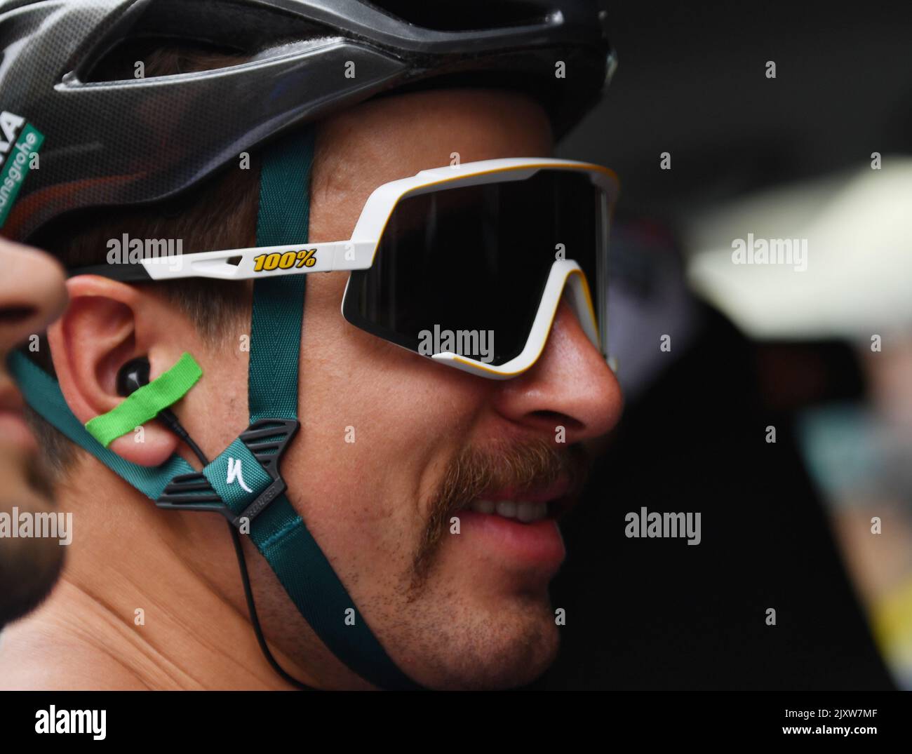 Bora Hansgrohe rider Peter Sagan is seen preparing for the start of ...