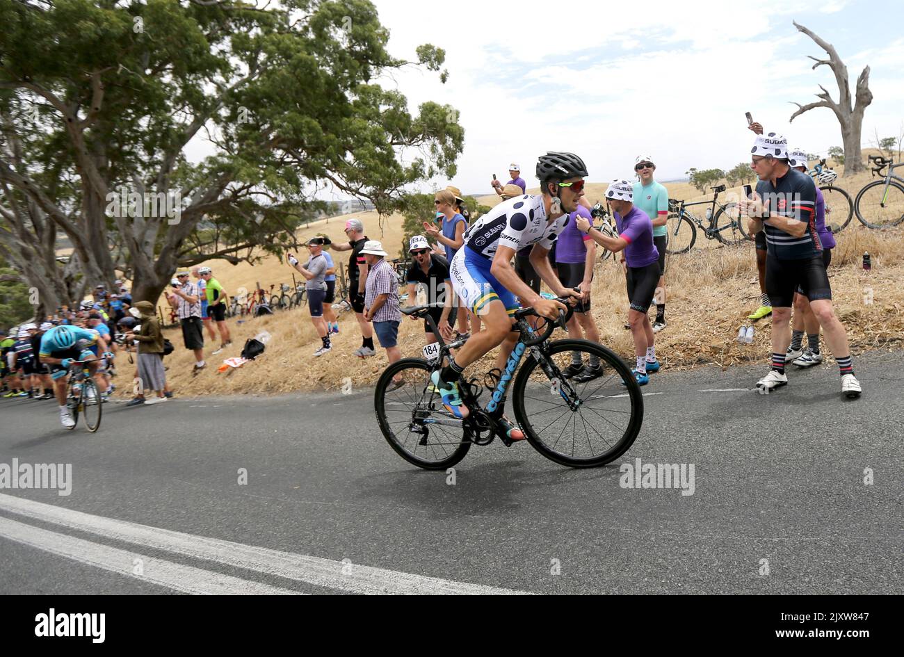 Jason Lea of UniSA powers up Checkers Hill Rd during stage 2 of the ...
