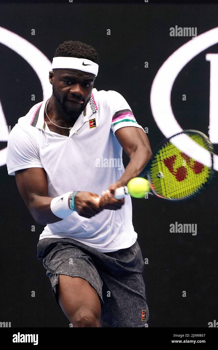Frances Tiafoe of the United States in action against Kevin Anderson of ...