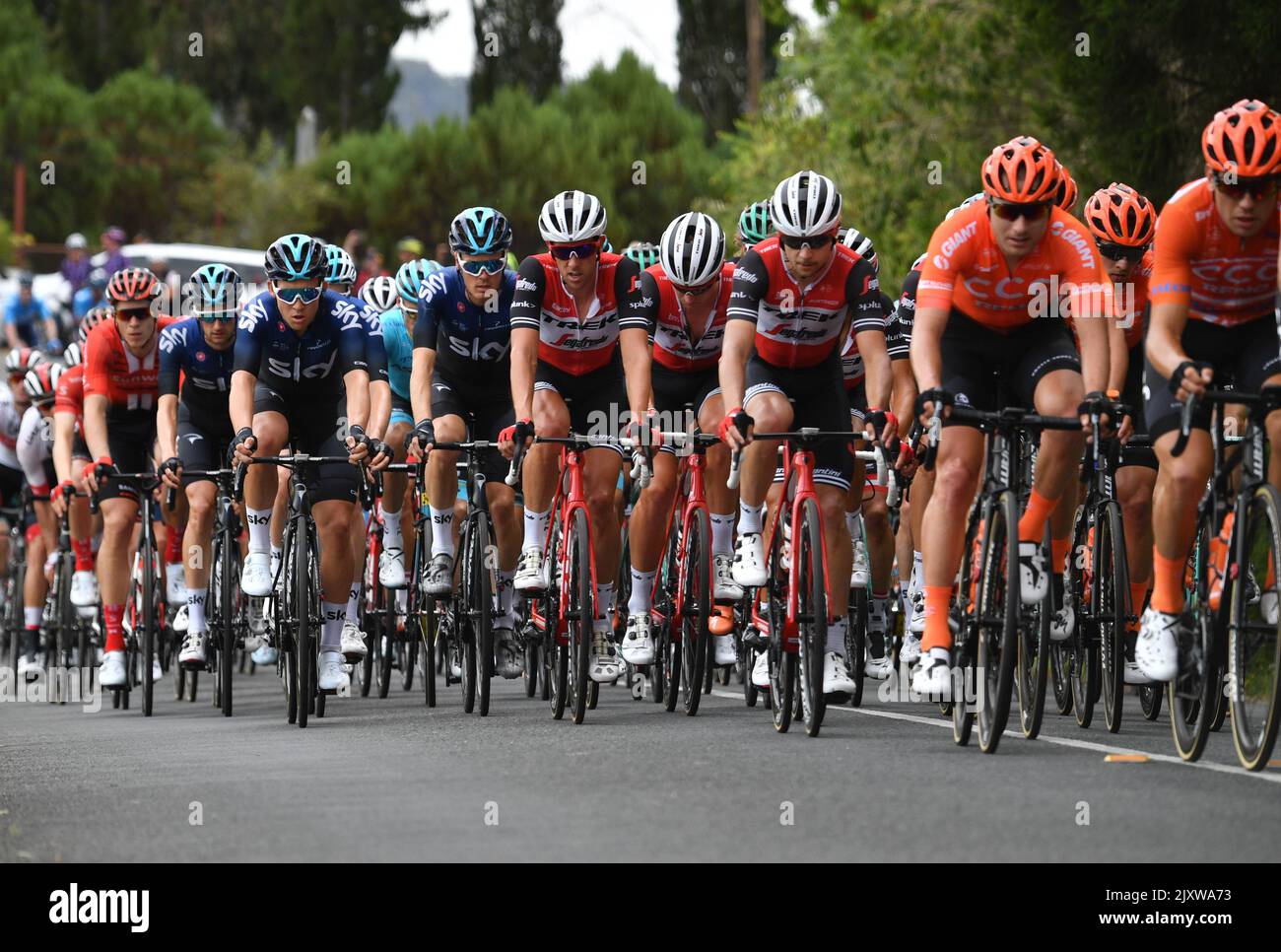 The peloton during stage three of the Tour Down Under from Lobethal to ...