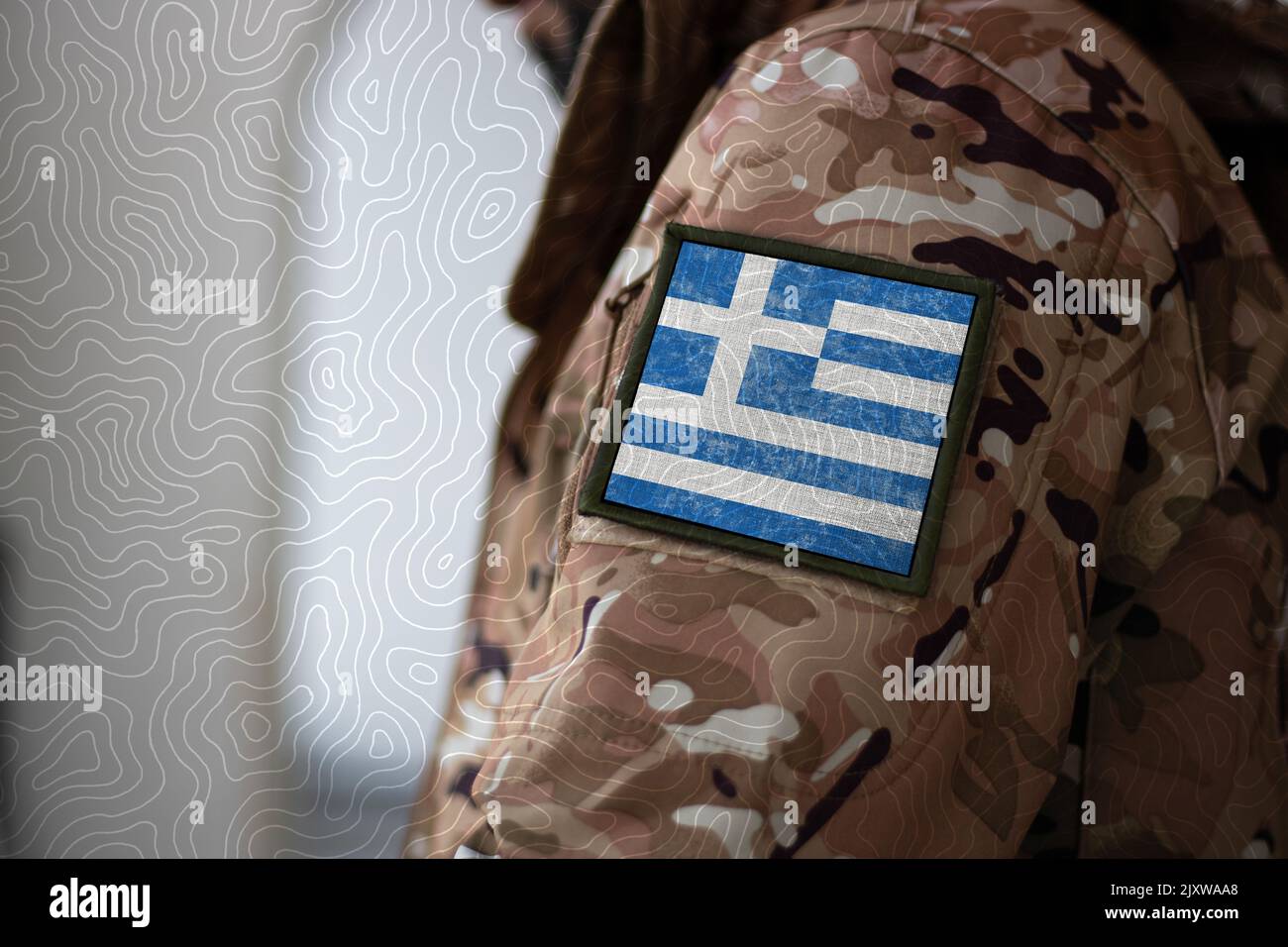 Greece Soldier, Soldier with flag Greece, Greece flag on a military ...