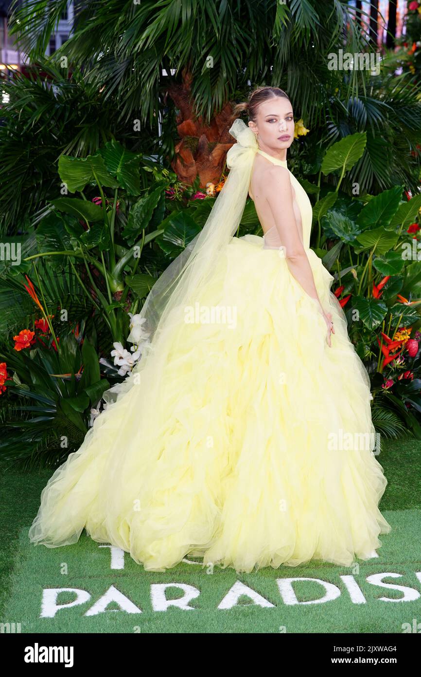 Xenia Tchoumi attends the world premiere of Ticket to Paradise at Odeon ...