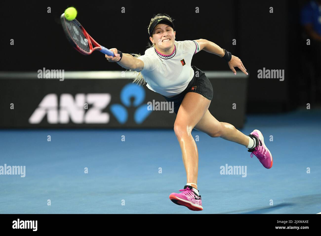 Eugenie Bouchard of Canada in action against Serena Williams of the ...