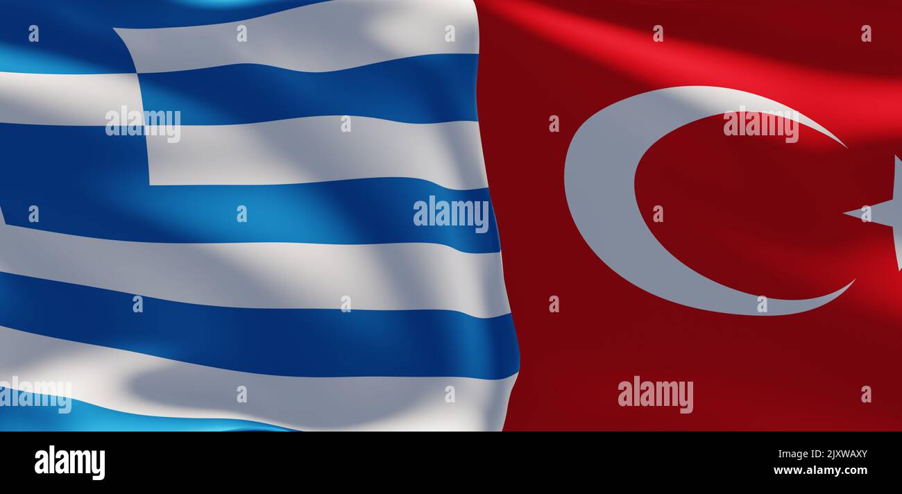 Greece and turkey flags, Blue sky flag Greece and flag turkey, war ...
