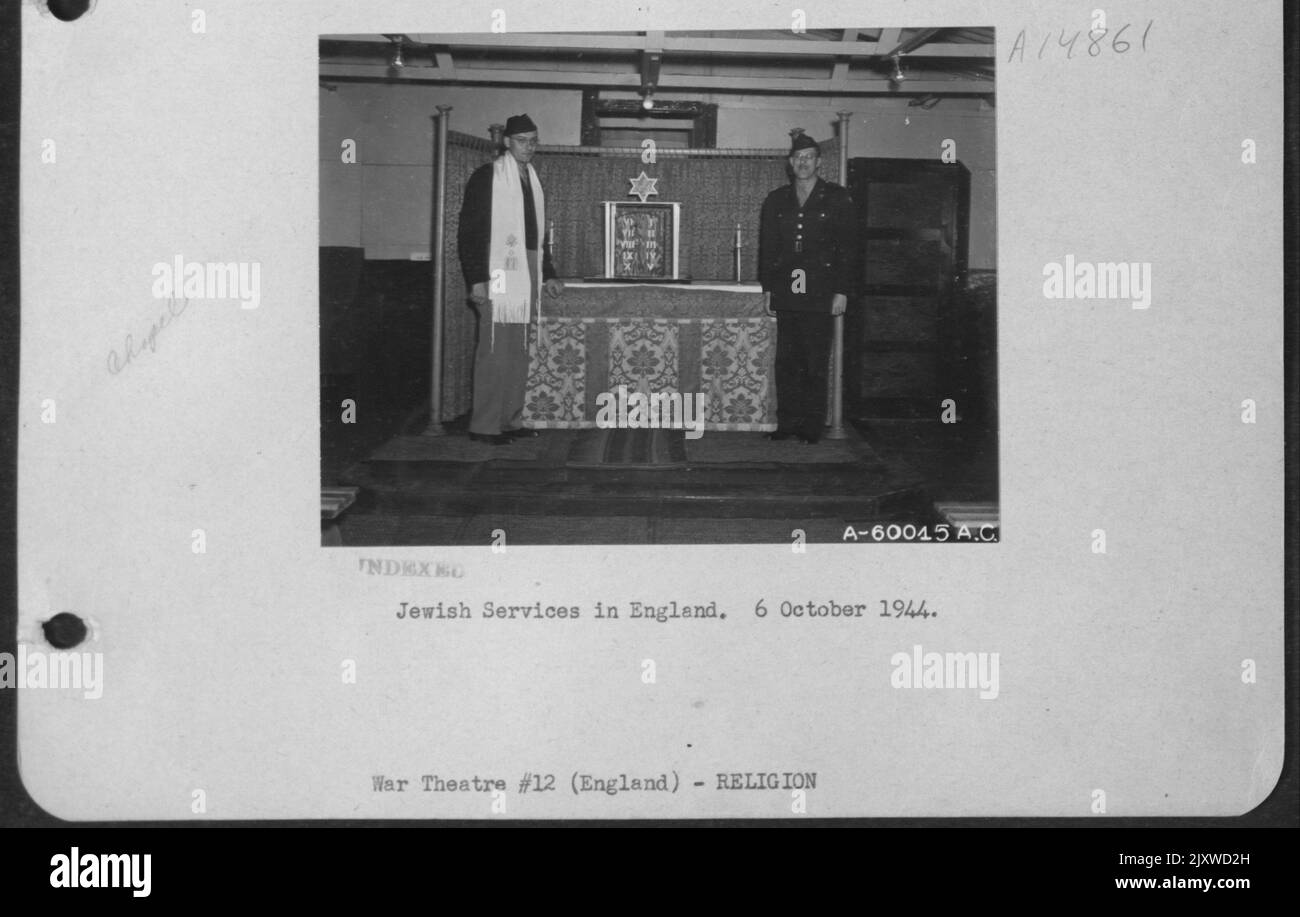 Jewish Services In England. 6 October 1944 Stock Photo - Alamy