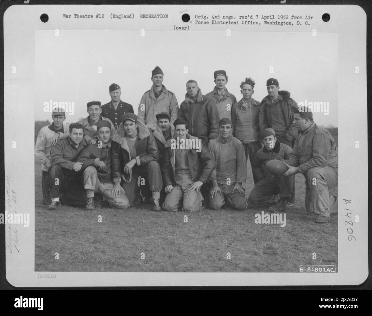 Football Team Of The 752Nd Bomb Sq., 458Th Bomb Group At An 8Th Air ...