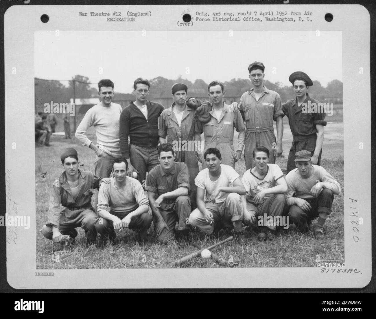 Members Of The 458Th Bomb Group Softball Team Pose At An Airbase ...