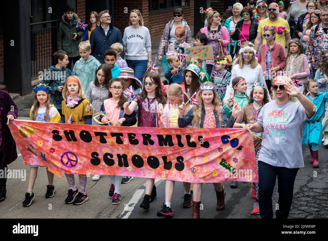 School children dressed in 60s theme 'dress through the ages' as part ...