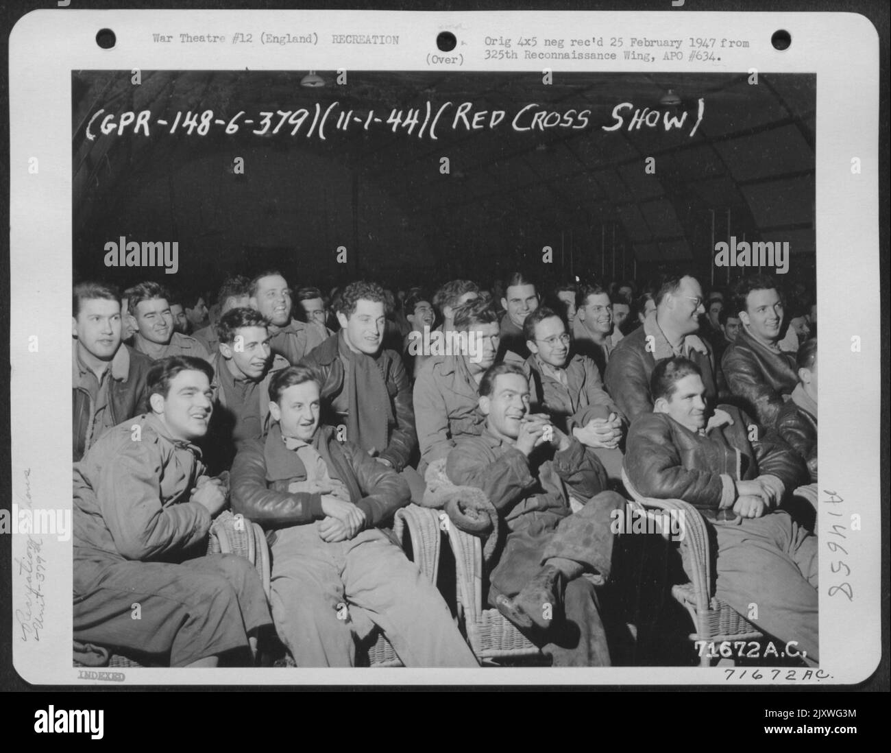 Members Of The 379Th Bomb Group Relax While They Enjoy A Red Cross Show ...