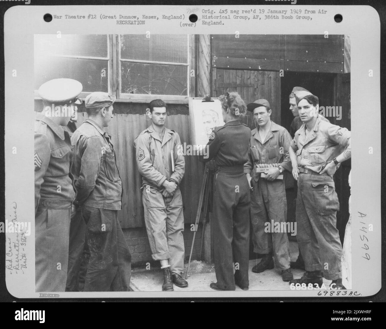 A Red Cross Artist Sketches Gis Of The 386Th Bomb Group Based At Great ...