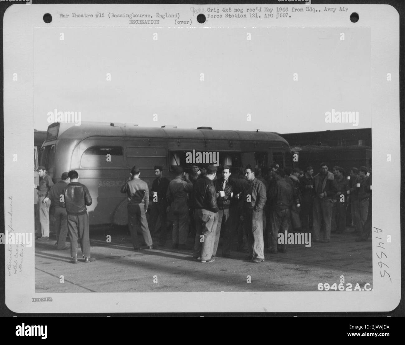 Red Cross Clubmobile Workers Serve Coffee And Doughnuts To Men Near The ...