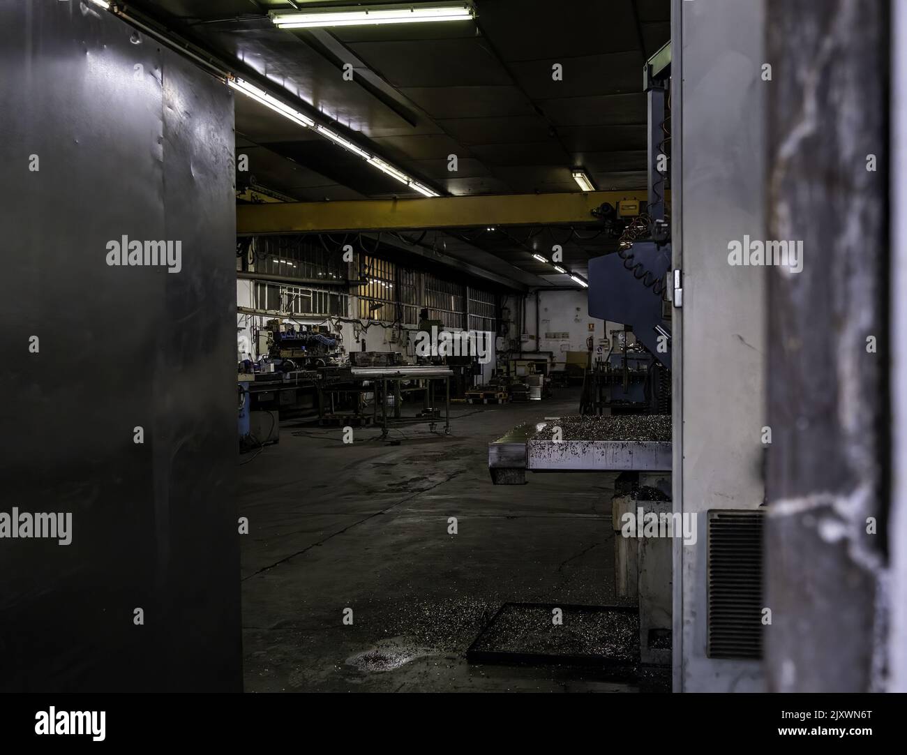 Interior detail of an old metal factory, industry Stock Photo - Alamy
