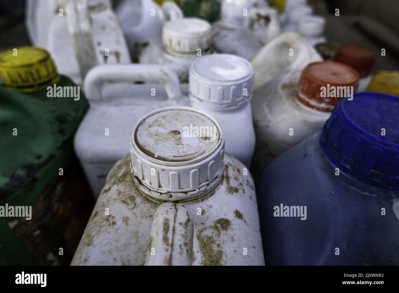 Plastic bottle used oil, recycling and ecology Stock Photo - Alamy