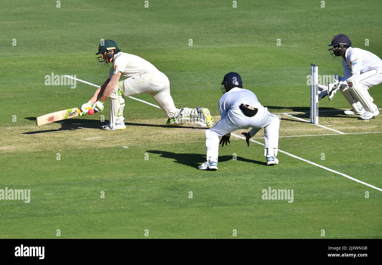 Marnus Labuschagne (left) of Australia in action during day two of the ...