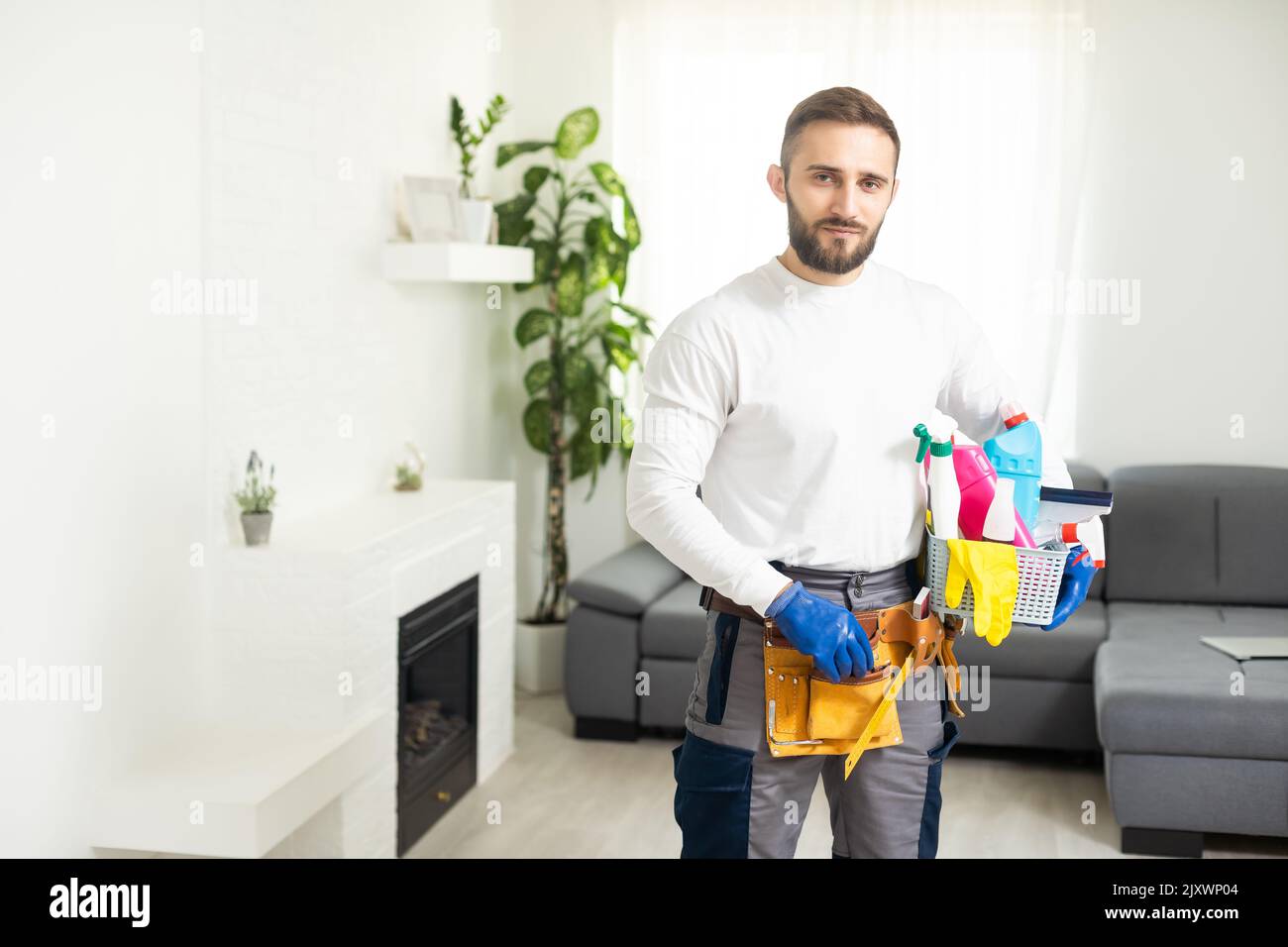 Cleaner male man workers in uniform Stock Photo - Alamy