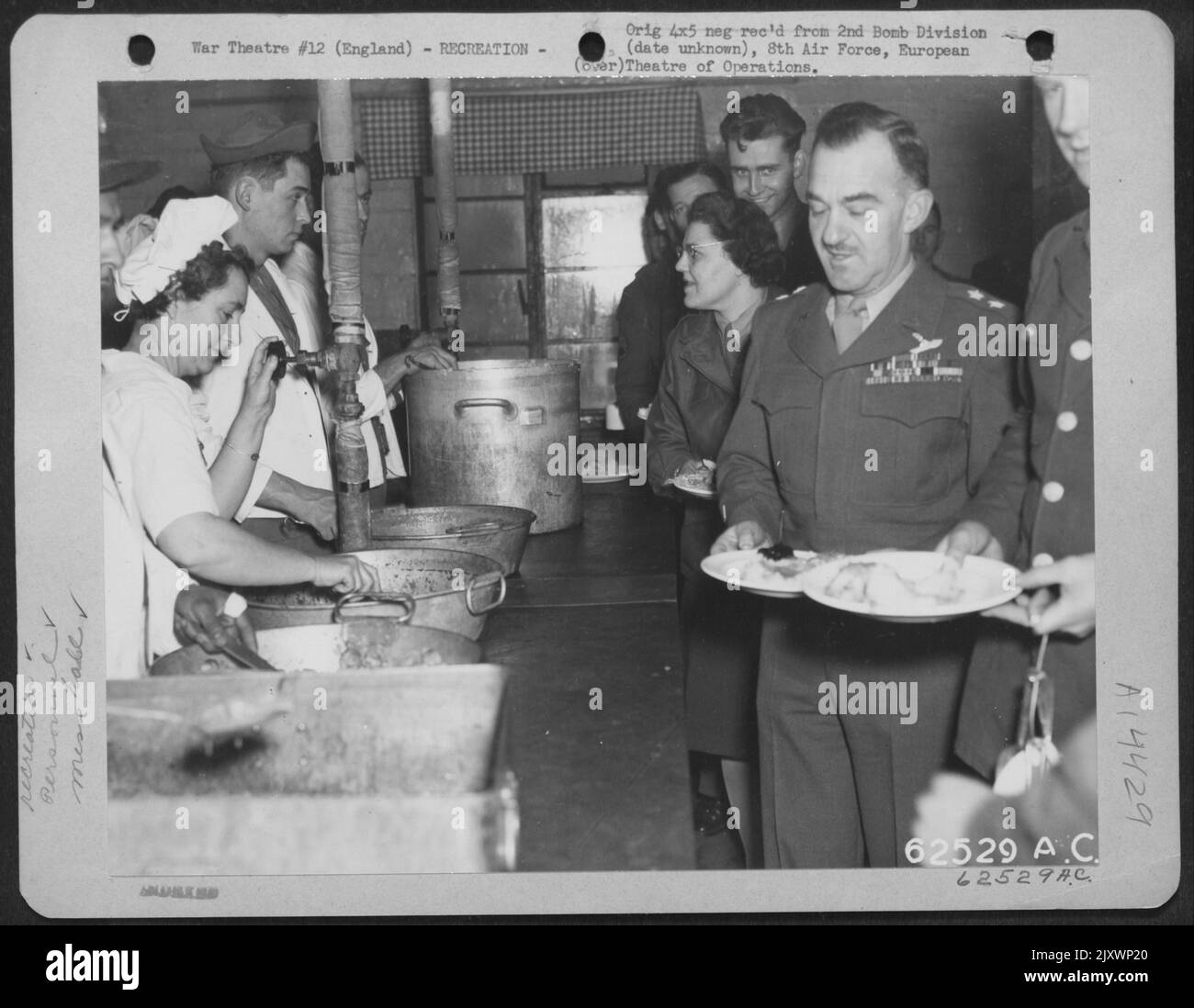 Major General Wm E Kepner Standing In Chow Line At An Airbase In ...