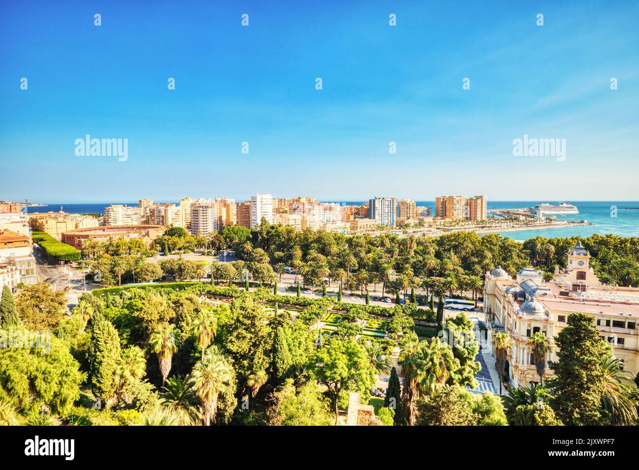 Malaga Aerial View during a Sunny Day, Spain Stock Photo - Alamy
