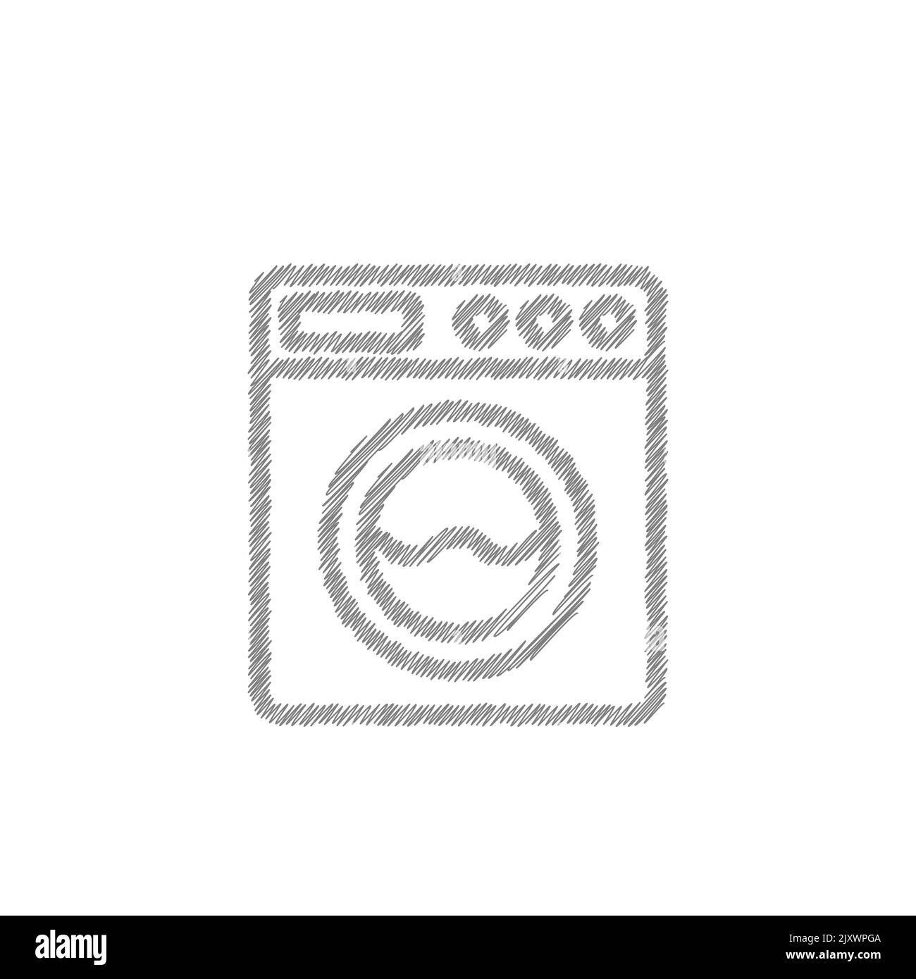 Washing machine grey sketch vector icon. Electric appliances sign Stock ...