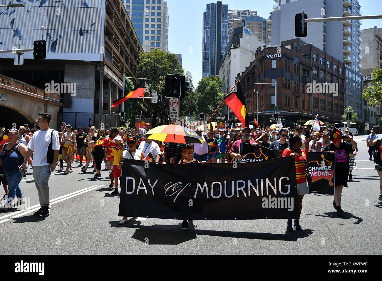Protestors take part in an Invasion Day Rally in Sydney, Saturday ...