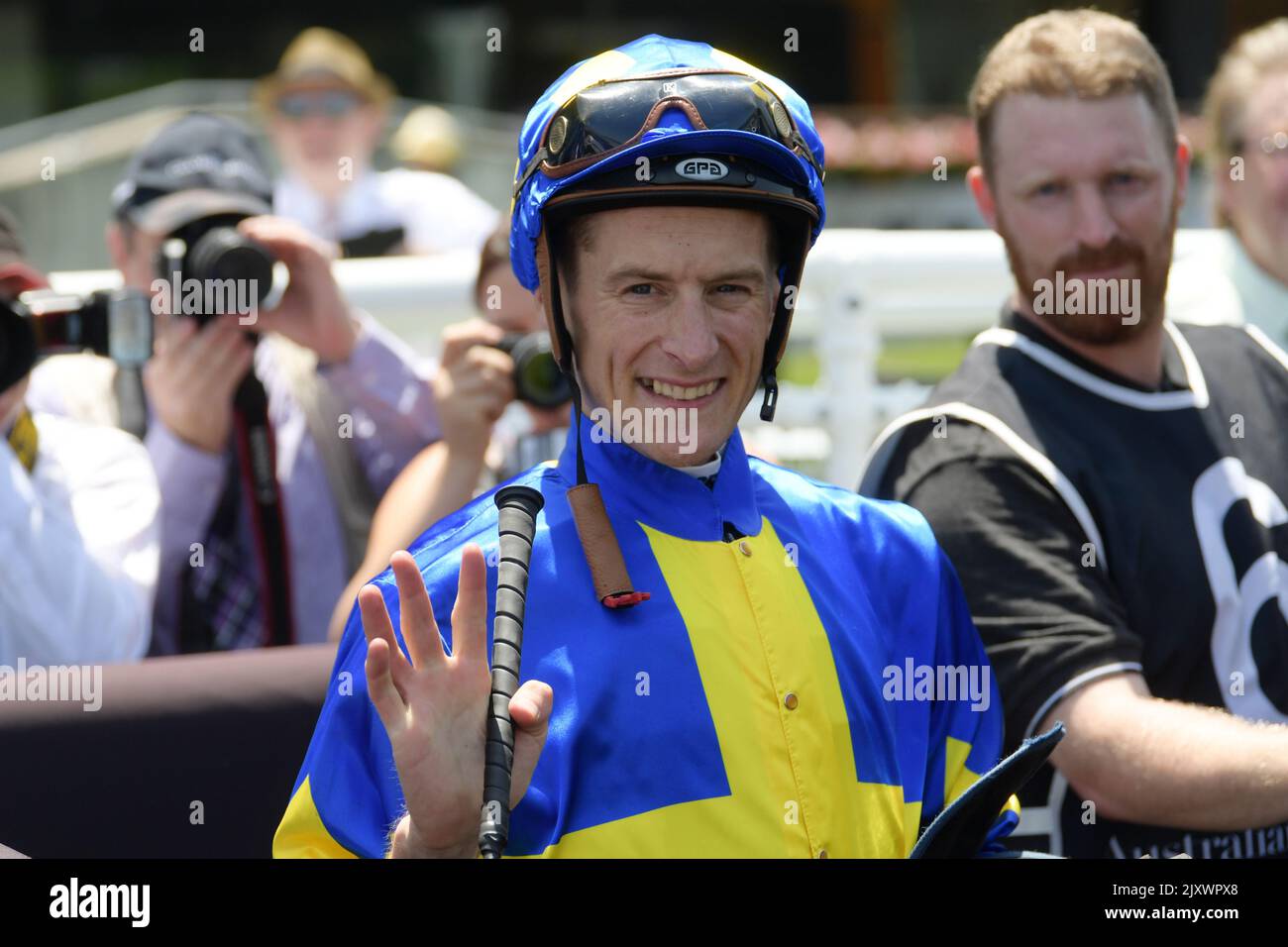 Jockey Blake Shinn is seen after riding Dawn Passage to victory in race ...