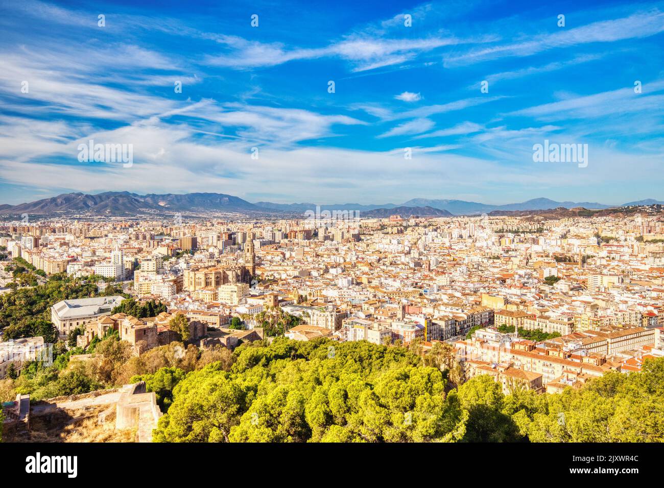 Malaga Aerial View during a Sunny Day, Spain Stock Photo - Alamy