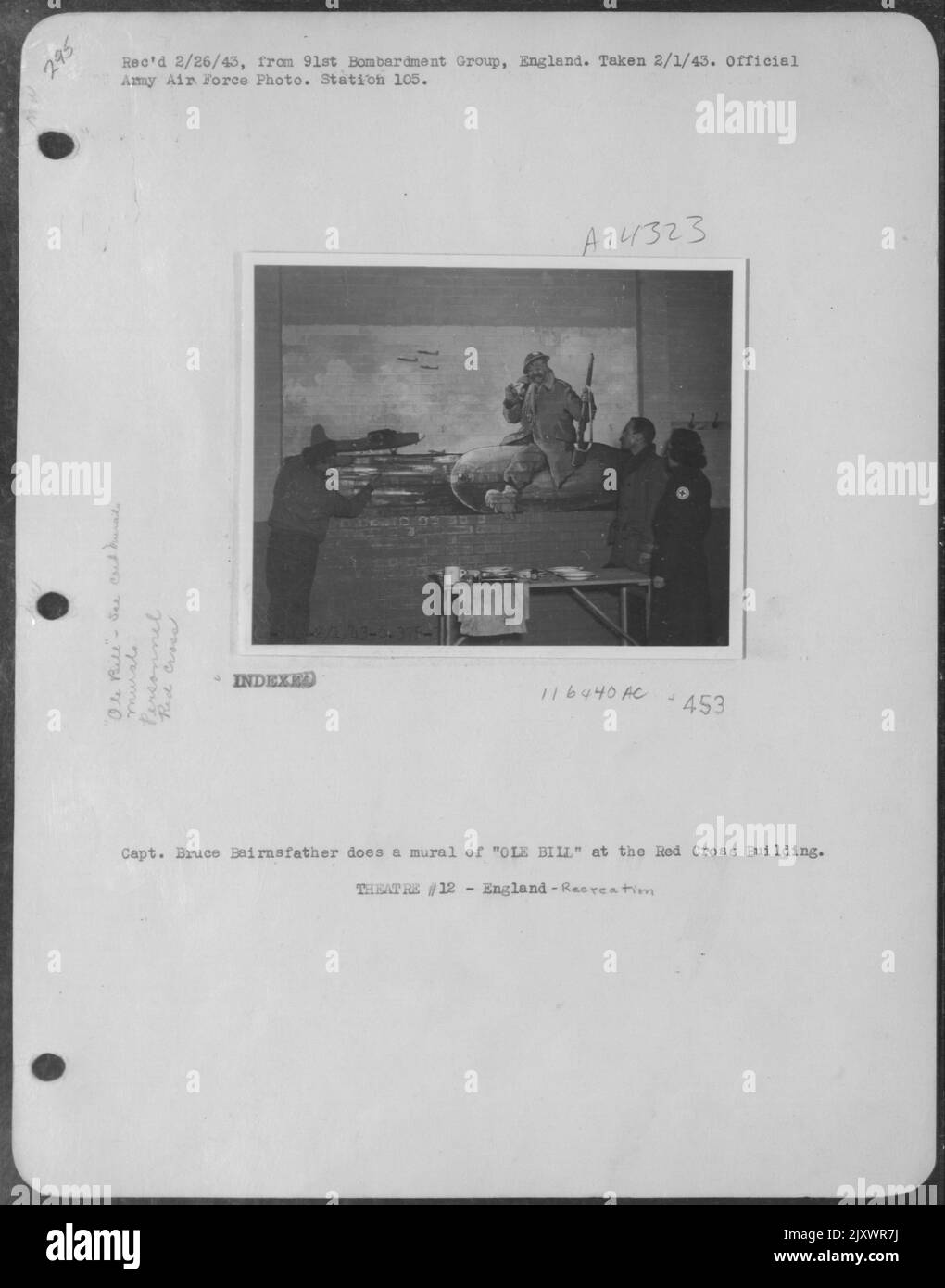 Capt. Bruce Bairnsfather Does A Mural Of 'Ole Bill' At The Red Cross ...