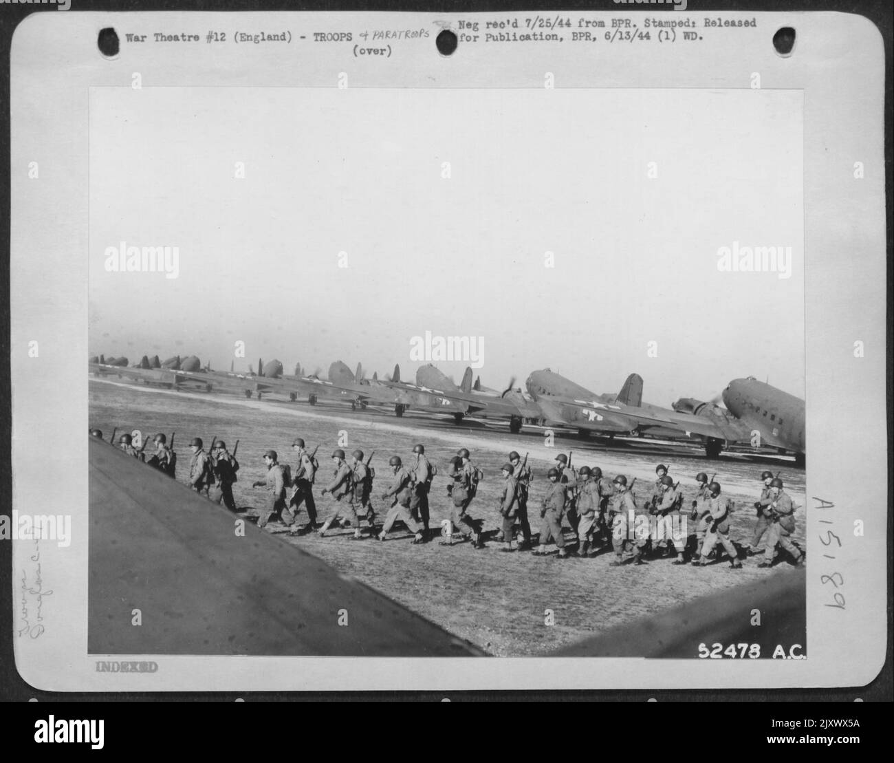Fully equipped troops of the air march in formation to a Troop Carrying ...