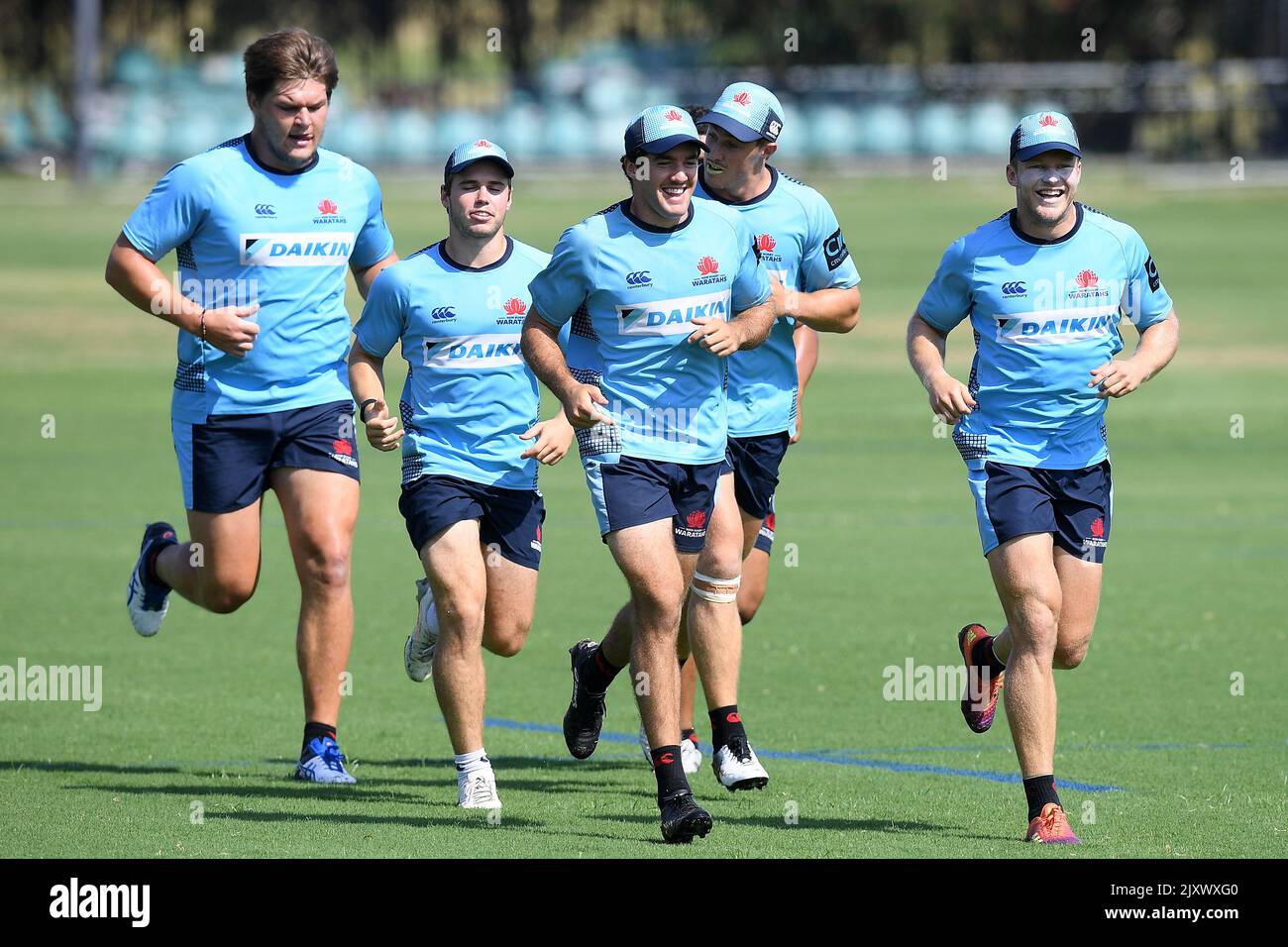 NSW Waratahs player Le Roux Roets (left) takes part in a training ...
