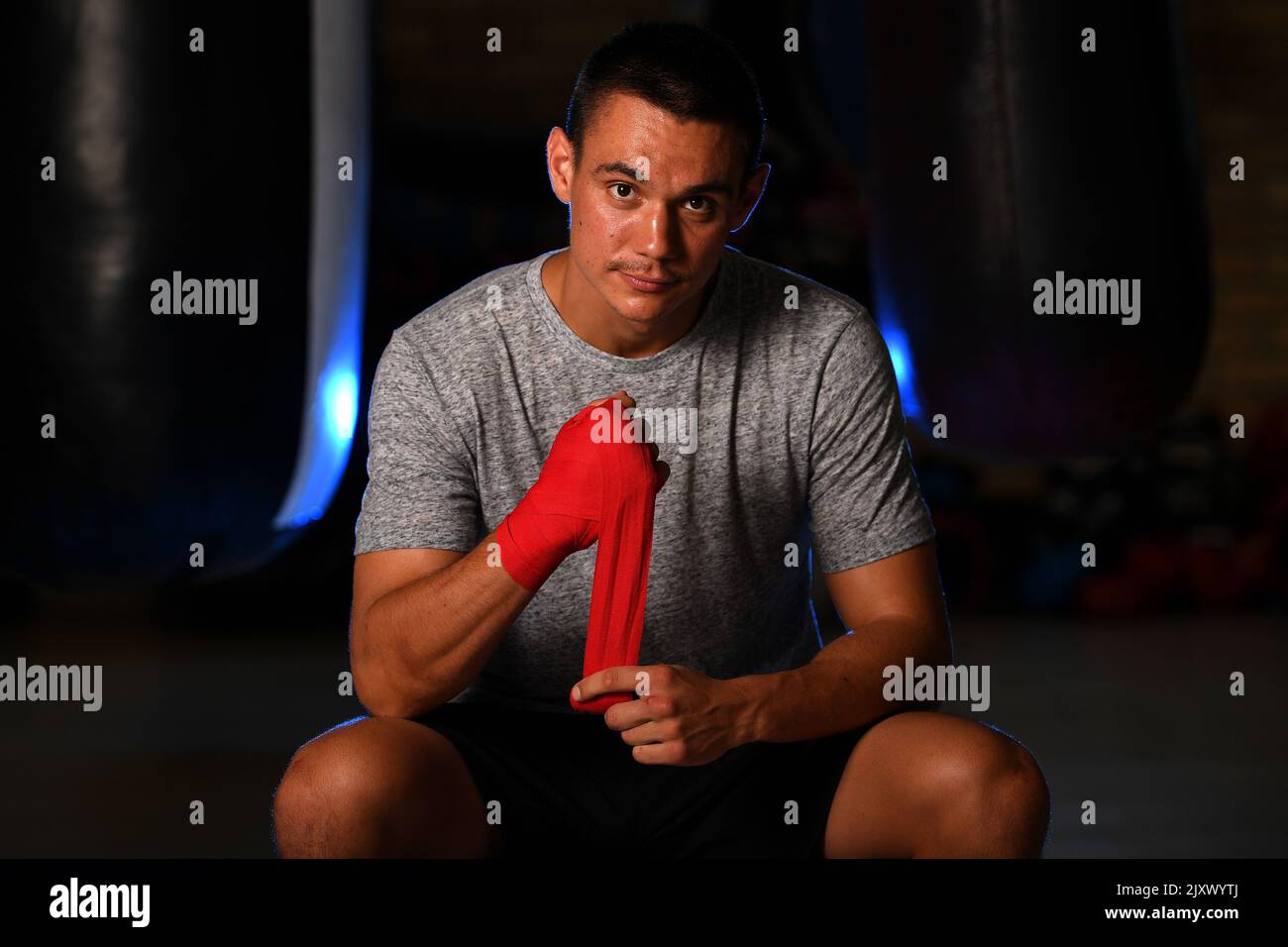 Australian boxer Tim Tszyu poses for photograph after training at the ...