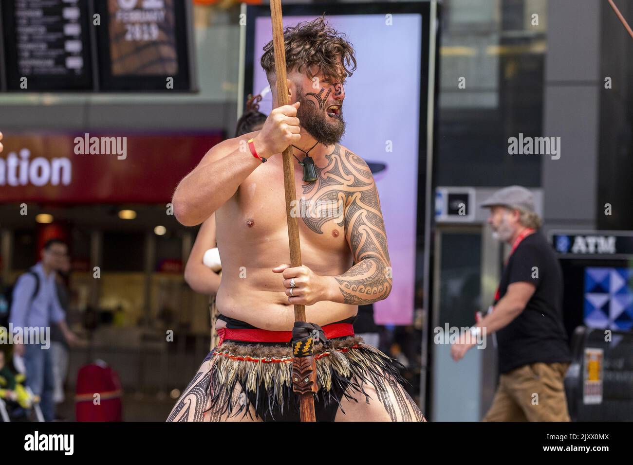 Indigenous and Maori dancers perform a flash mob during the NRL ...