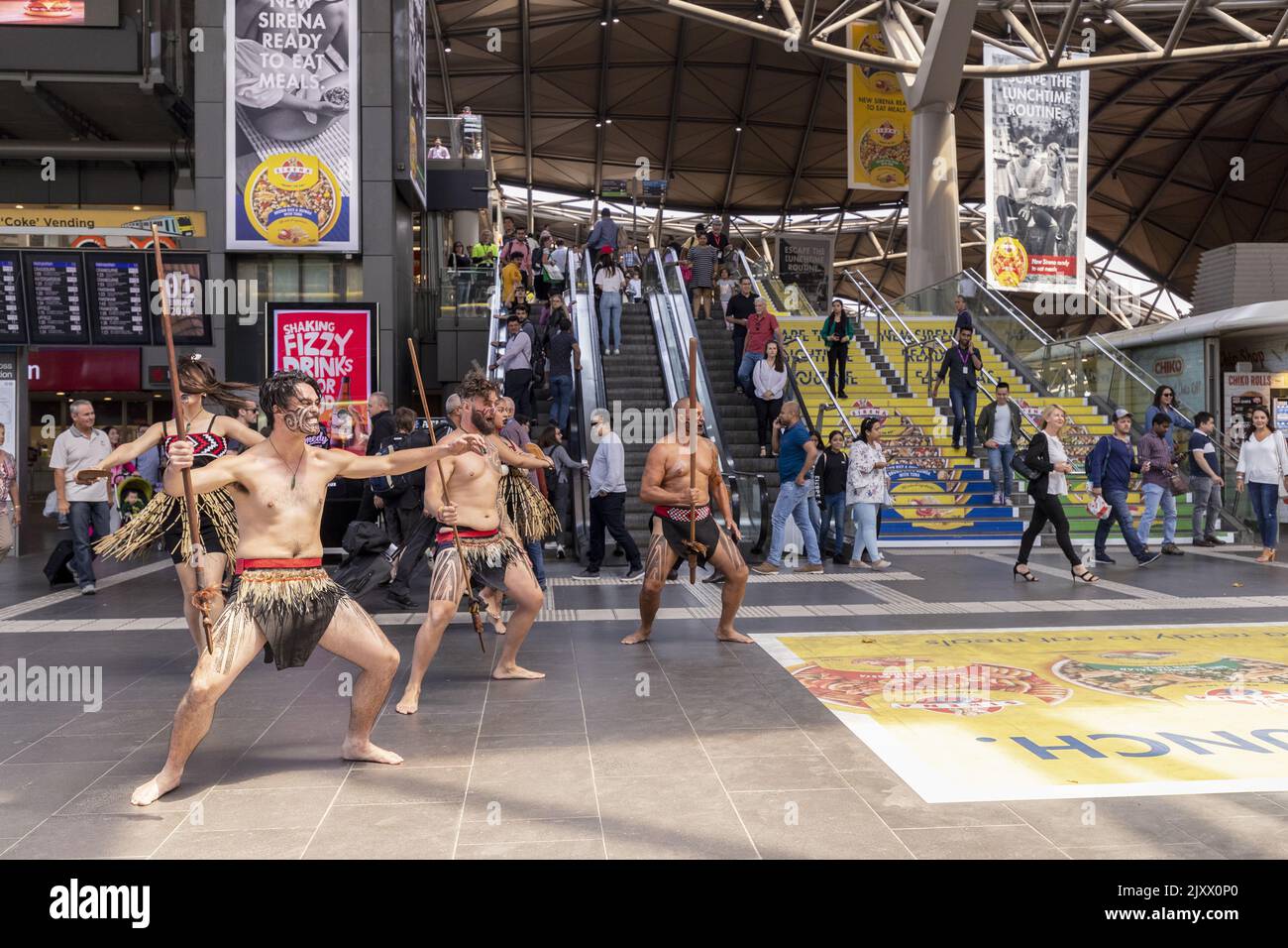 Indigenous and Maori dancers perform a flash mob during the NRL ...