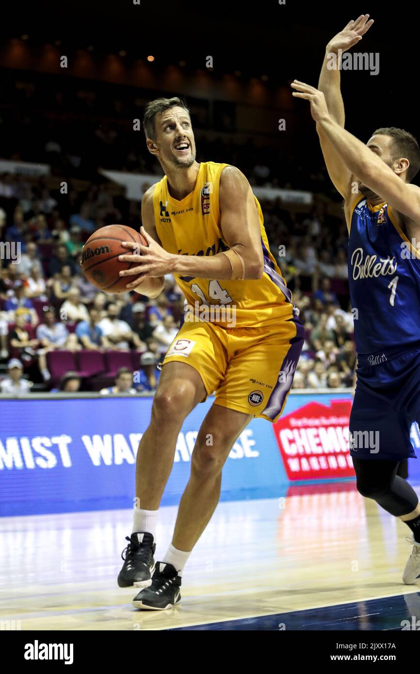 Daniel Kickert of the Kings with the ball during the Round 16 NBL match ...