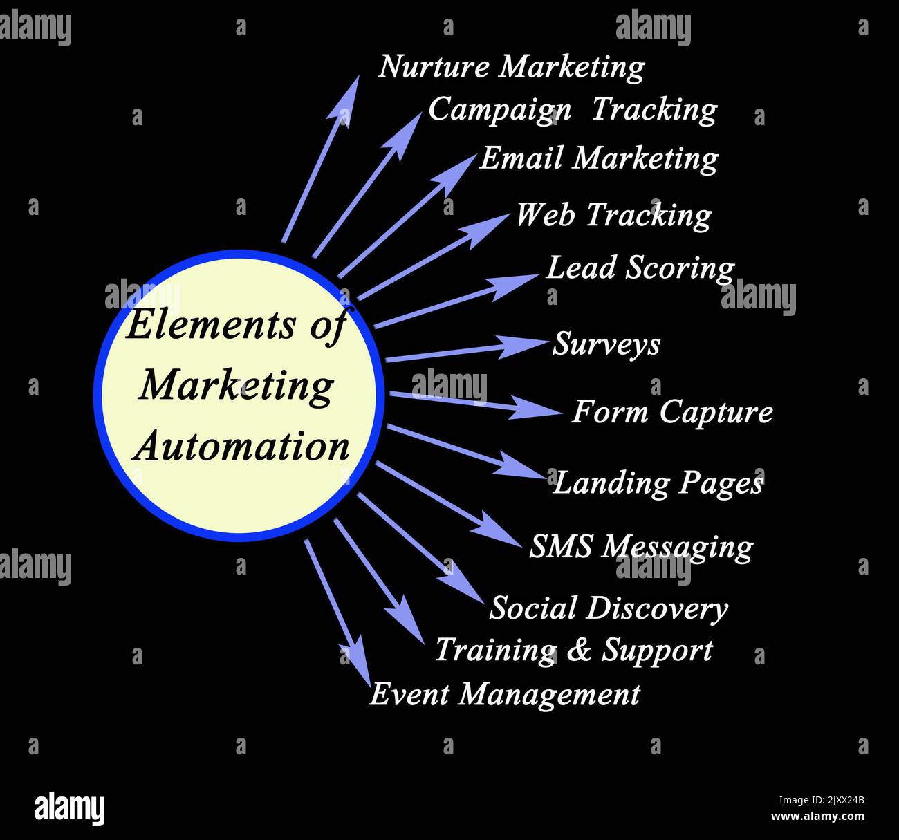 Twelve Elements of Marketing Automation Stock Photo - Alamy