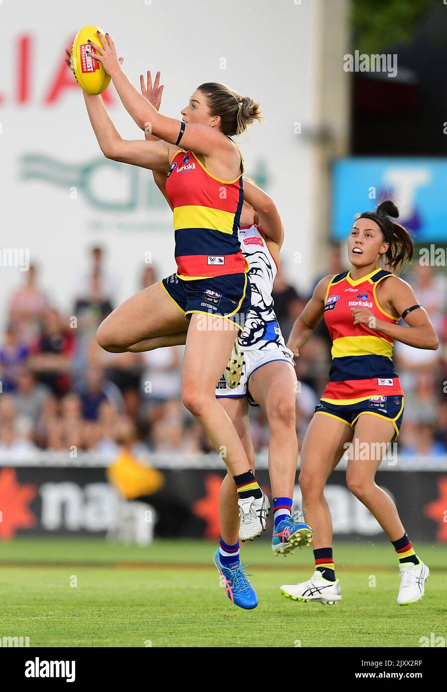 Maisie Nankivell of the Adelaide Crows marks during the Round 1 AFLW ...