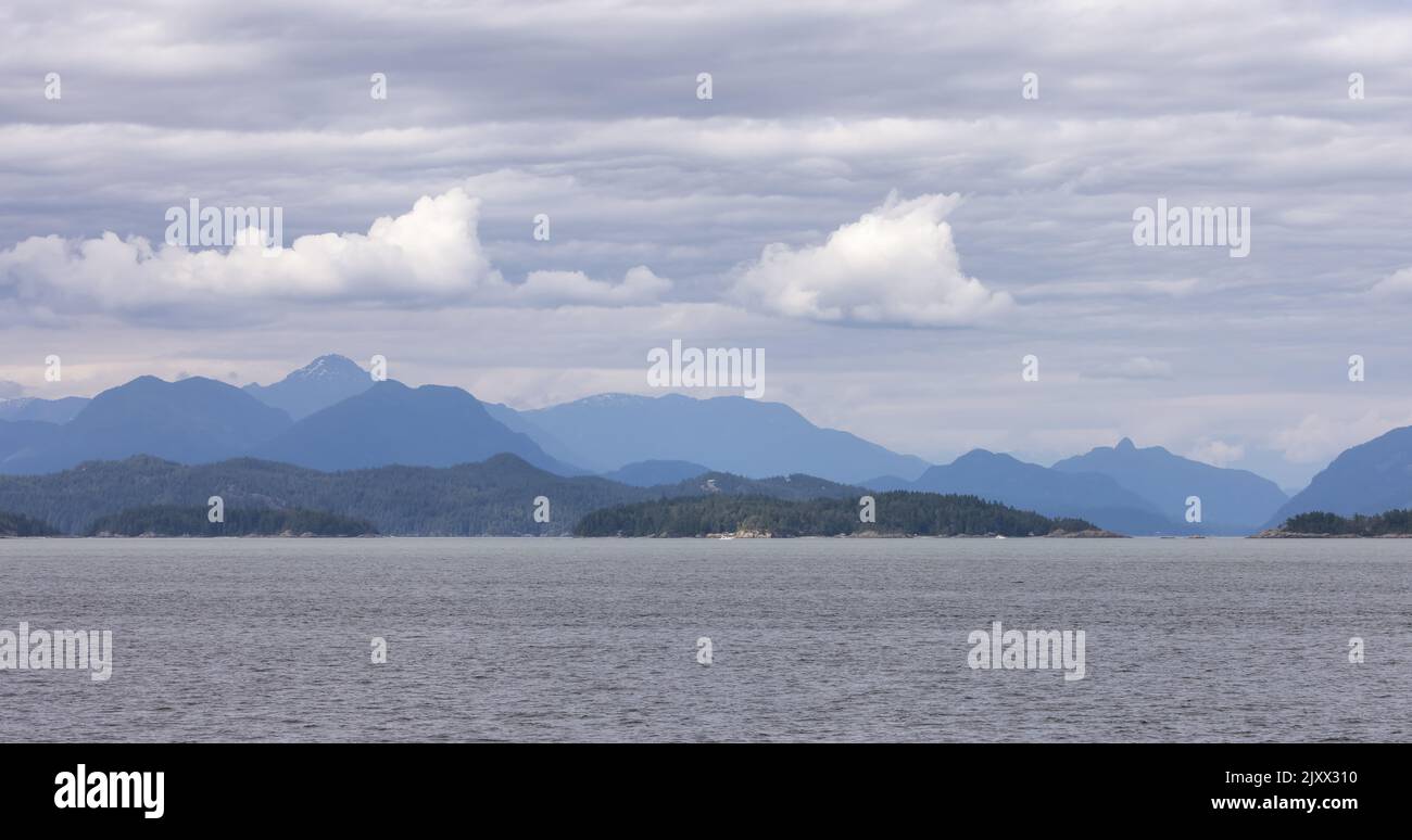 Howe Sound, Islands and Canadian Mountain Landscape Background Stock ...