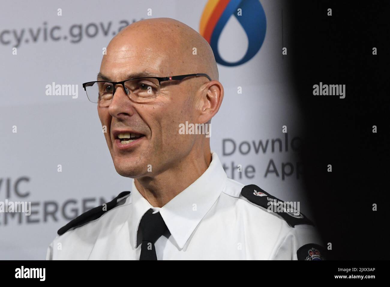 Andrew Crisp, Emergency Management Commissioner addresses the media at ...