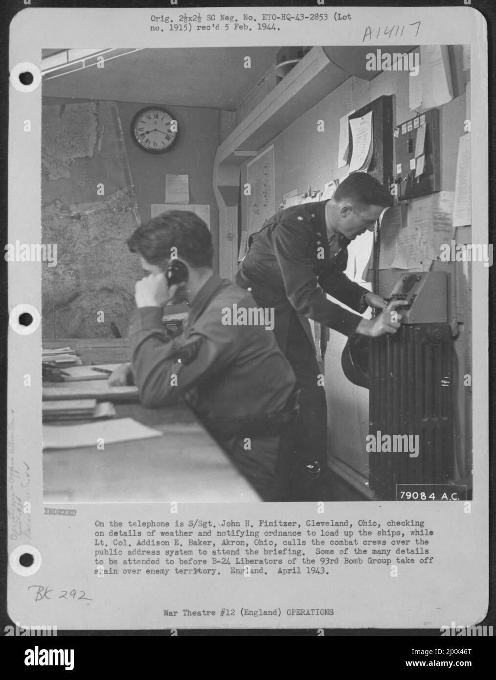On The Telephone Is S/Sgt. John H. Finitzer, Cleveland, Ohio, Checking ...